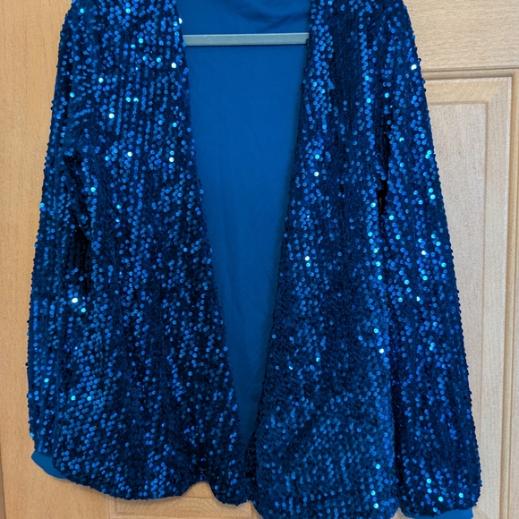 Jackets & Coats | Blue Sequin Jacket | Poshmark